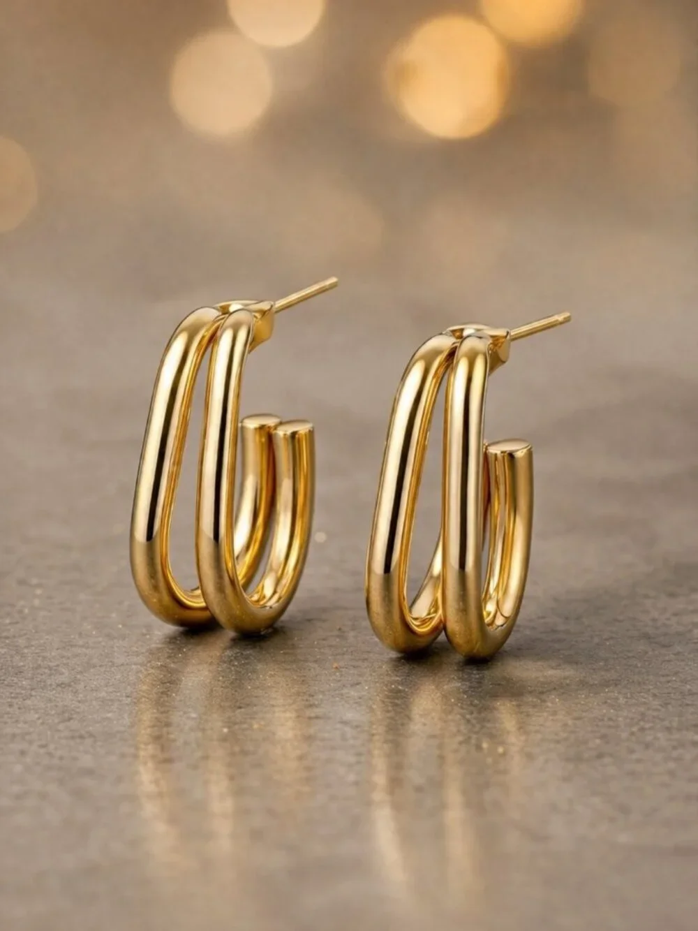 NKULTD | Jewelry | Minimalist 8k Gold Plated Ss Double C Hoop Earrings ...